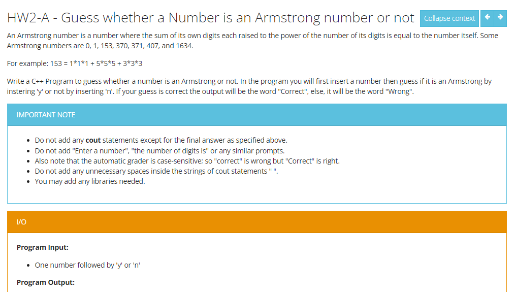 Solved HW2-A - Guess whether a Number is an Armstrong number | Chegg.com