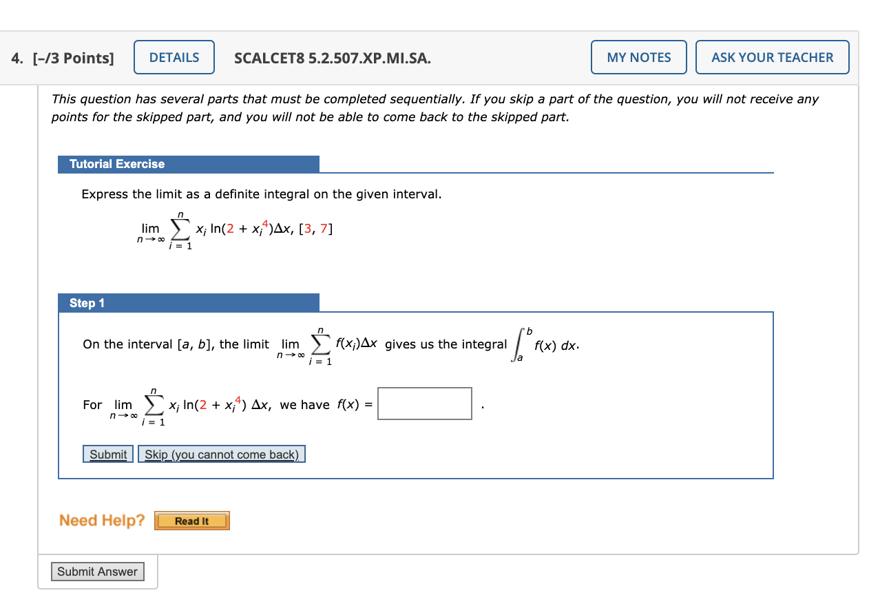 Solved 4. [-13 Points] DETAILS SCALCET8 5.2.507.XP.MI.SA. MY | Chegg.com