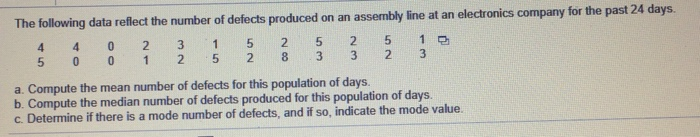 Solved The following data reflect the number of defects | Chegg.com