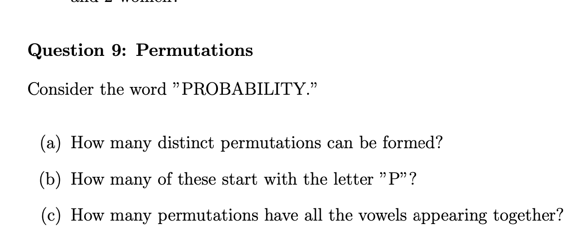 Solved Question 9: PermutationsConsider the word | Chegg.com