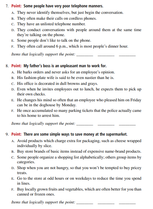 Solved Each point is followed by three statements that | Chegg.com
