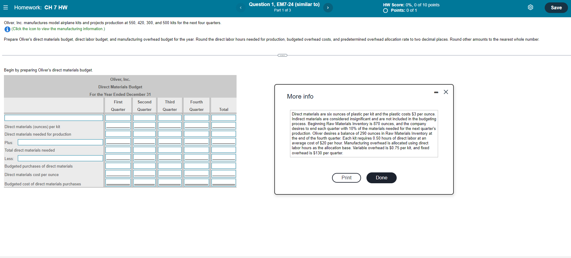 Solved = Homework: CH 7 HW Question 1, EM7-24 (similar to) | Chegg.com