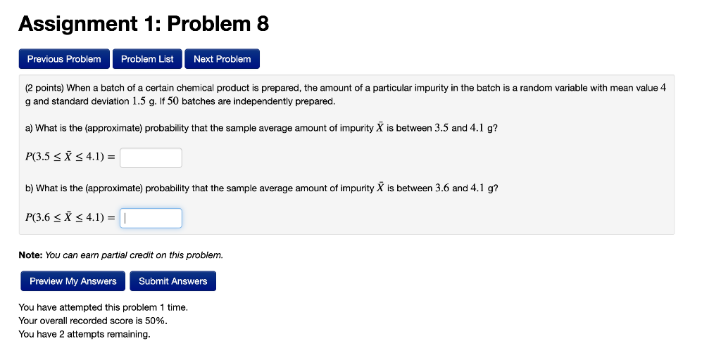 Solved Assignment 1 Problem 8 Previous Problem Problem List 5230