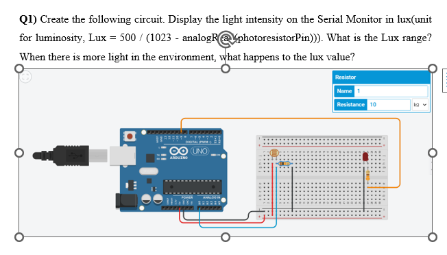 Solved Q1) Create the following circuit. Display the light | Chegg.com
