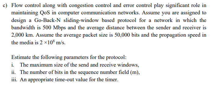 Solved c) Flow control along with congestion control and | Chegg.com