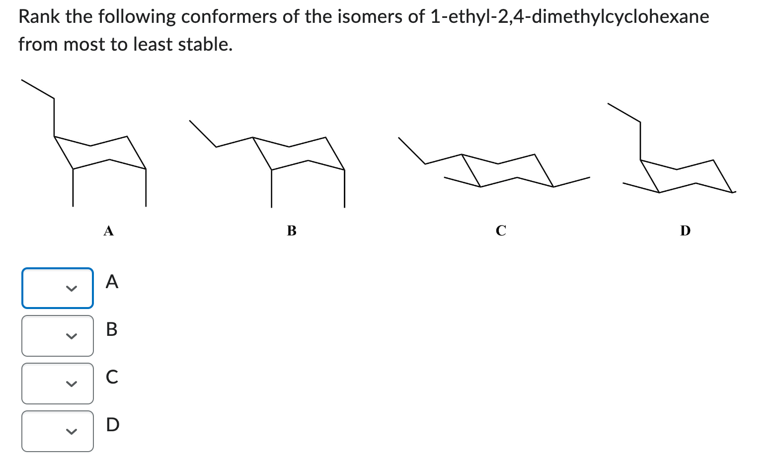 Solved Rank the following conformers of the isomers of | Chegg.com