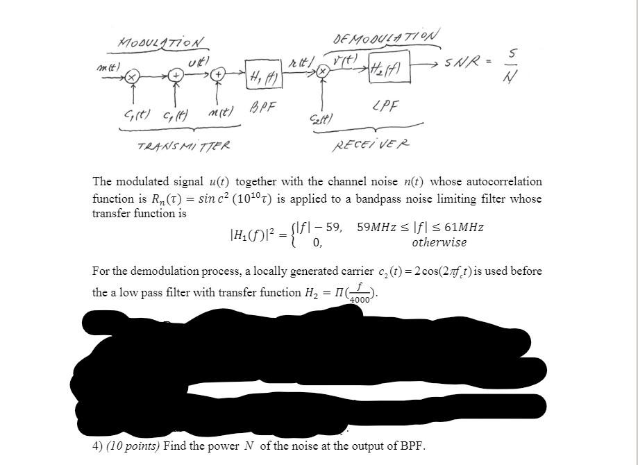 Solved In An Analog Communication System Given Below The