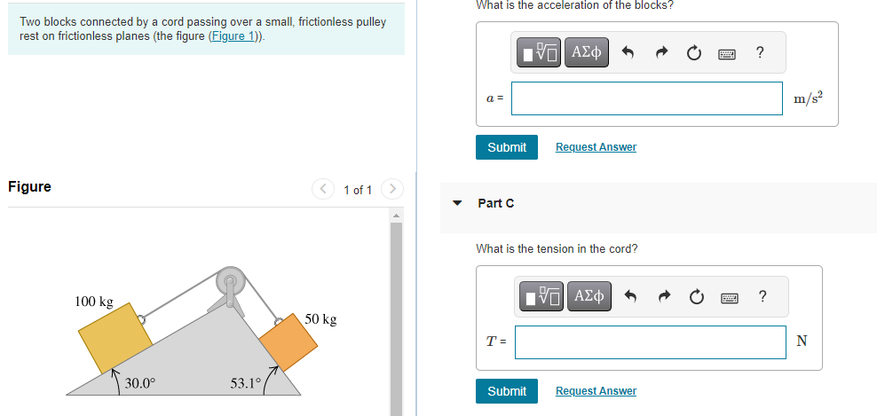 Solved What is the acceleration of the blocks? Two blocks | Chegg.com