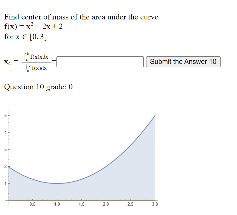 Solved Find center of mass of the area under the curve | Chegg.com