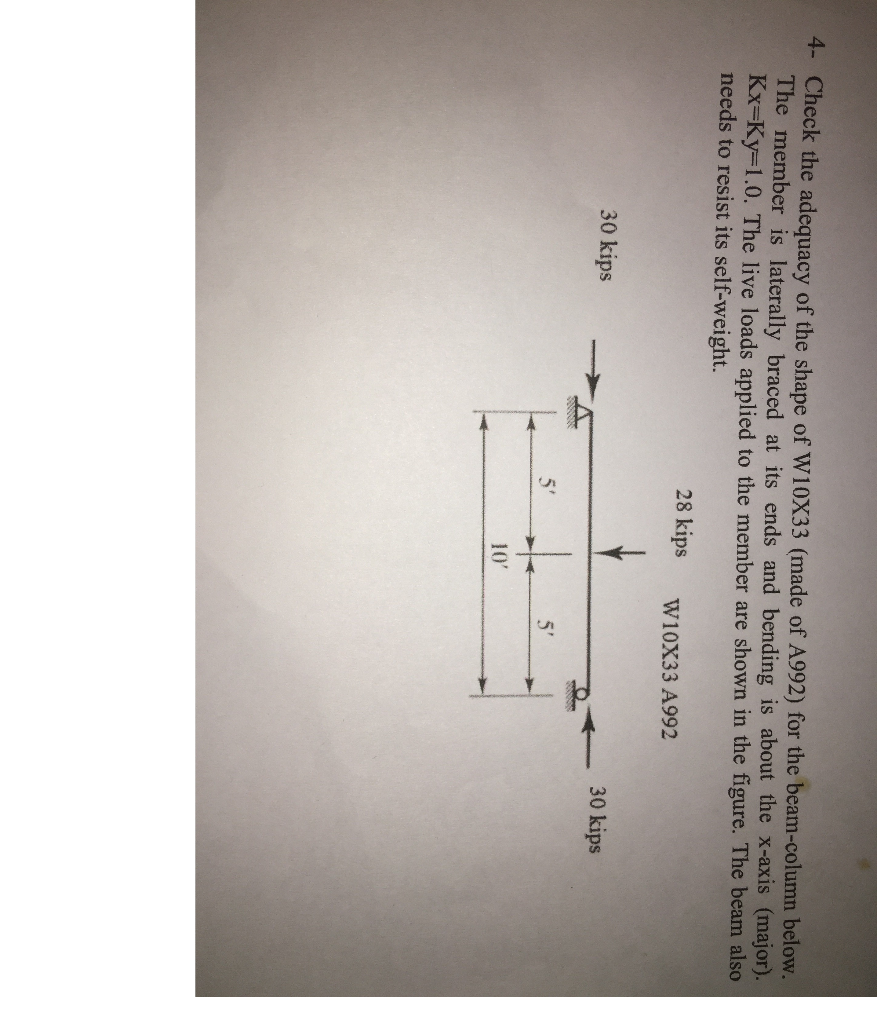 Solved 4- Check the adequacy of the shape of W10X33 (made of | Chegg.com