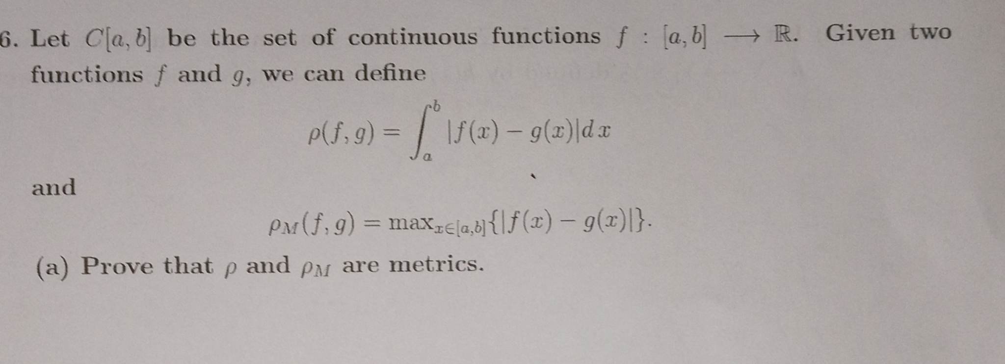Solved Let C[a,b] be the set of continuous functions | Chegg.com
