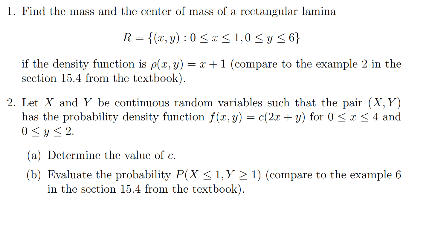 Solved Find the mass and the center of mass of a rectangular | Chegg.com
