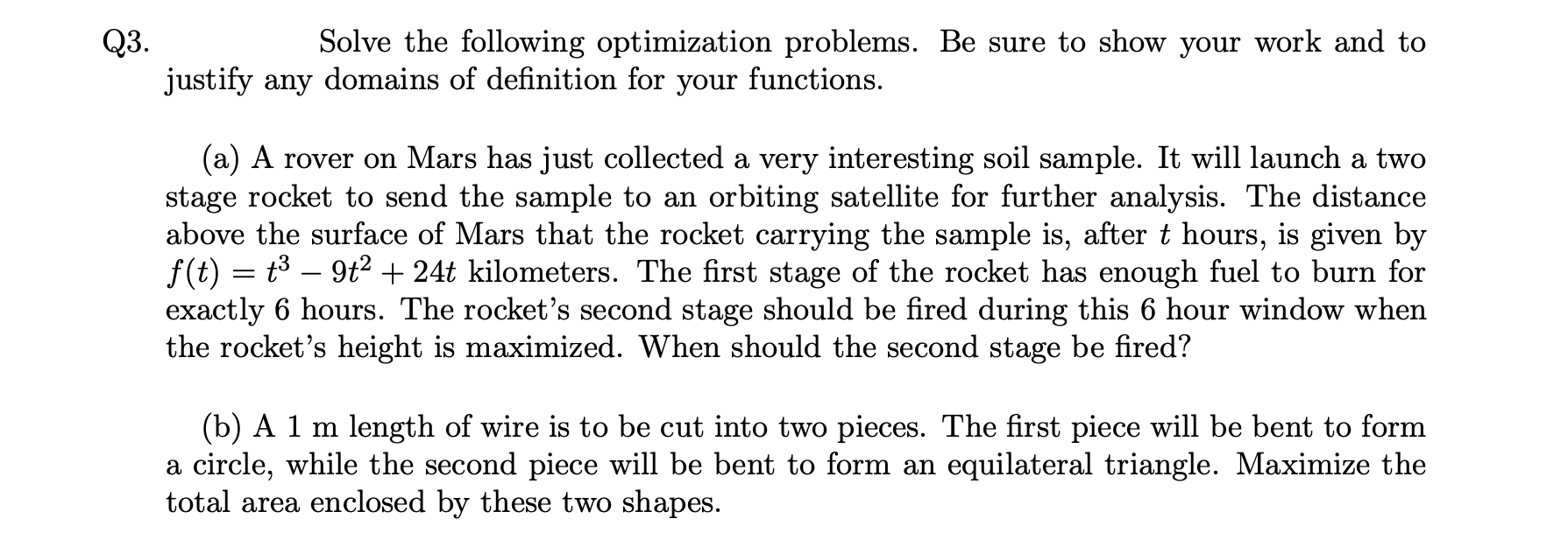 Solved 3. Solve the following optimization problems. Be sure | Chegg.com
