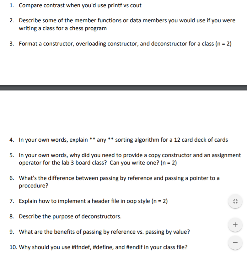 Solved 1. Compare contrast when you'd use printf vs cout 2. | Chegg.com