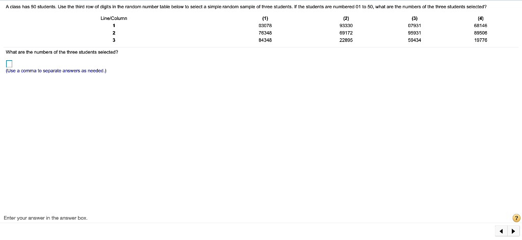 Solved A class has 50 students. Use the third row of digits | Chegg.com