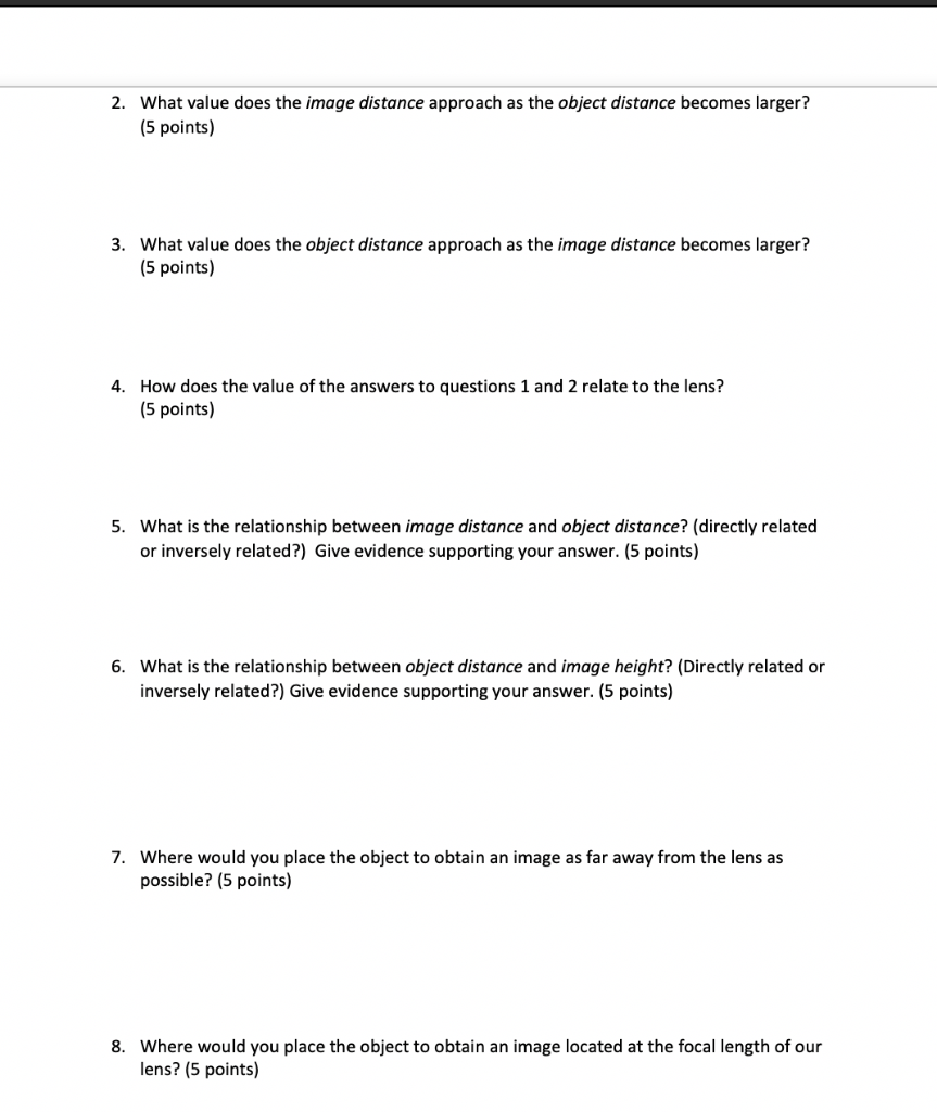 Solved Magnification Object Distance p(cm) Image Distance | Chegg.com