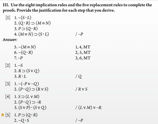 Solved III. Use the eight implication rules and the five | Chegg.com