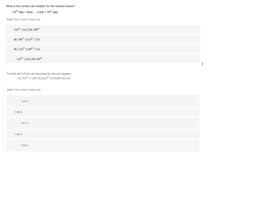 Solved What is the correct cell notation for the reaction | Chegg.com