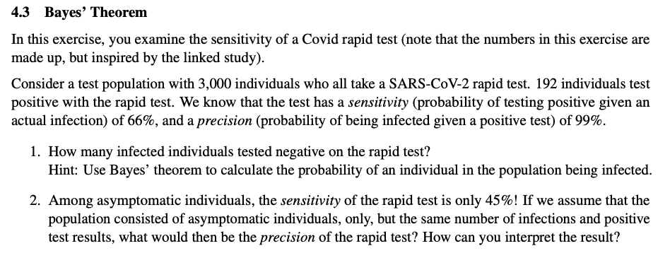 Solved 4.3 Bayes' Theorem In this exercise, you examine the | Chegg.com