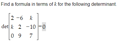 Solved Find a formula in terms of k for the following | Chegg.com