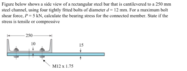 Solved Figure below shows a side view of a rectangular steel | Chegg.com
