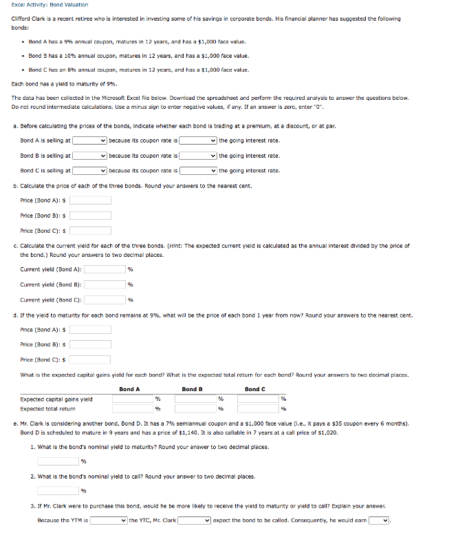 c. Calculate the current yield for each of the three | Chegg.com