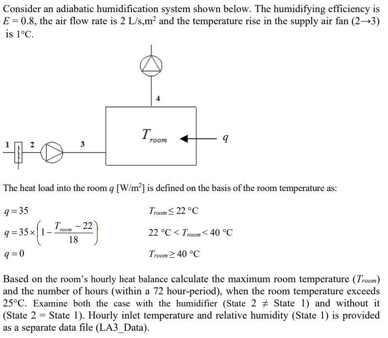 Solved Consider an adiabatic humidification system shown | Chegg.com