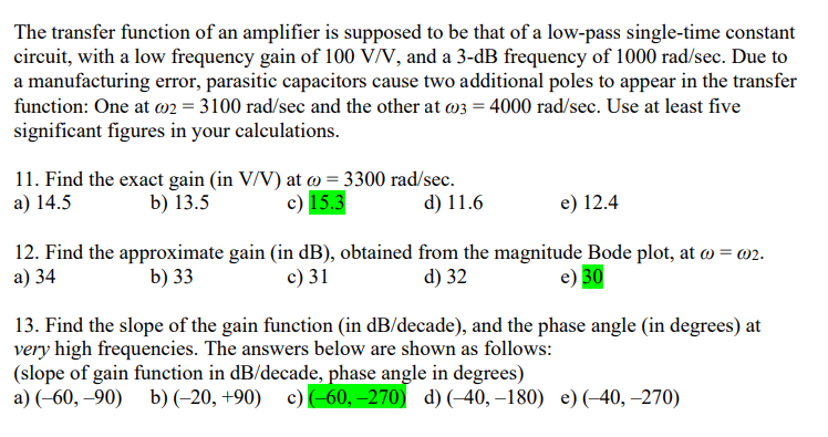Solved The transfer function of an amplifier is supposed to | Chegg.com
