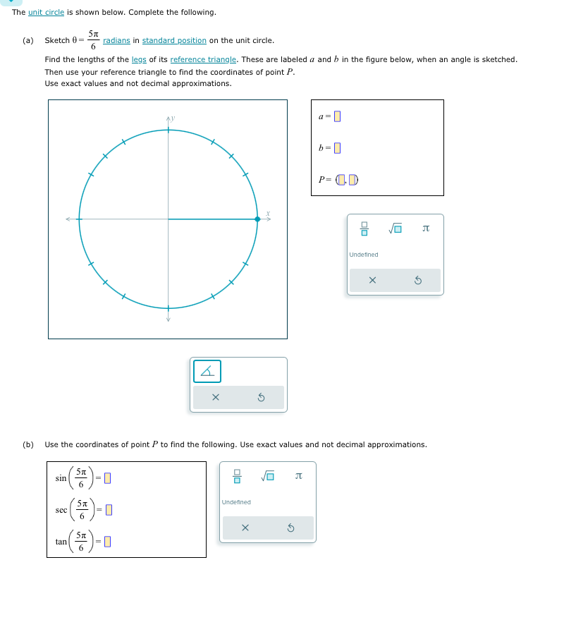 Solved Please provide a real sketch The unit circle is shown | Chegg.com