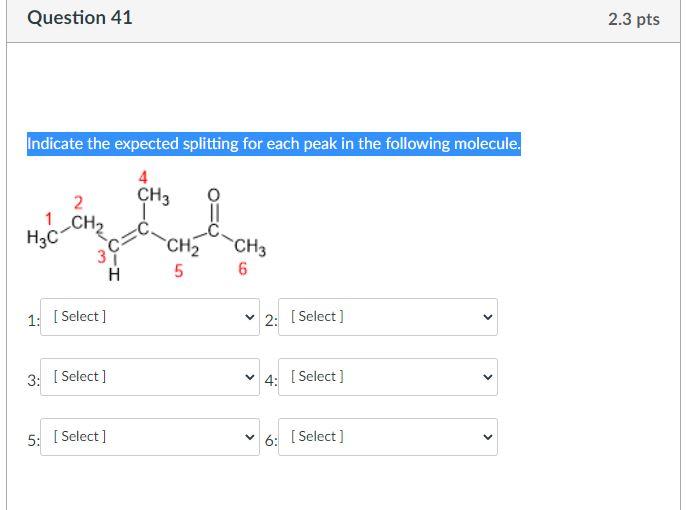 Solved Indicate the expected splitting for each peak in the | Chegg.com
