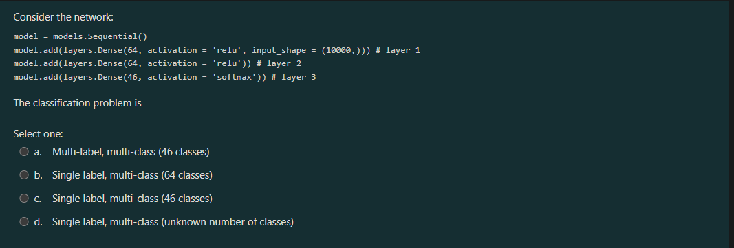 Solved Consider the network: model = models.Sequential () | Chegg.com