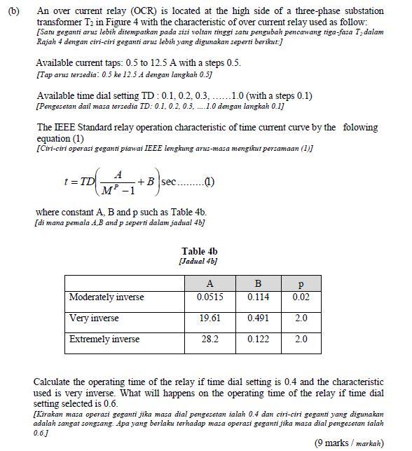 [Solved]: An over current relay (OCR) is located at the hi