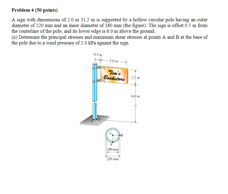 Problem 4 ( 50 points) A sign with dimensions of 2.0 | Chegg.com