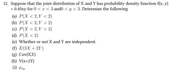 12. Suppose that the joint distribution of X and Y | Chegg.com