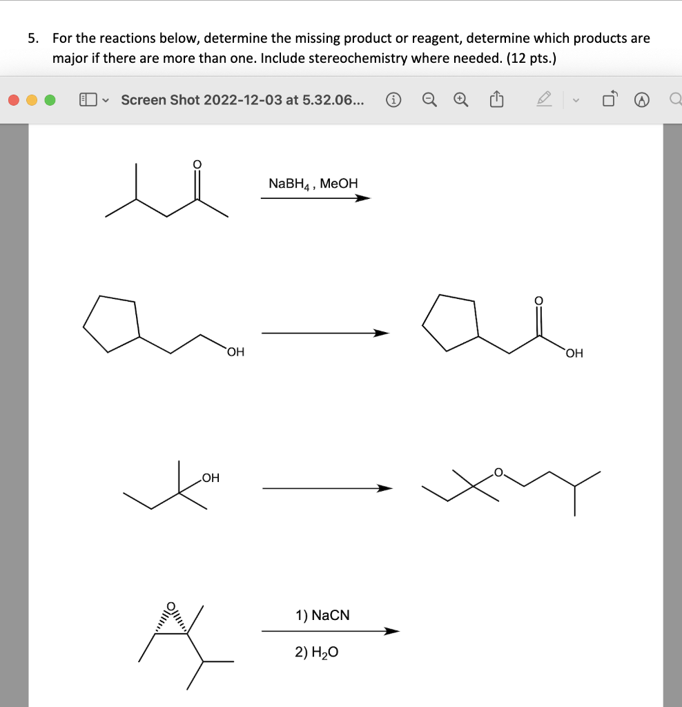 [solved] 5 For The Reactions Below Determine The Missin