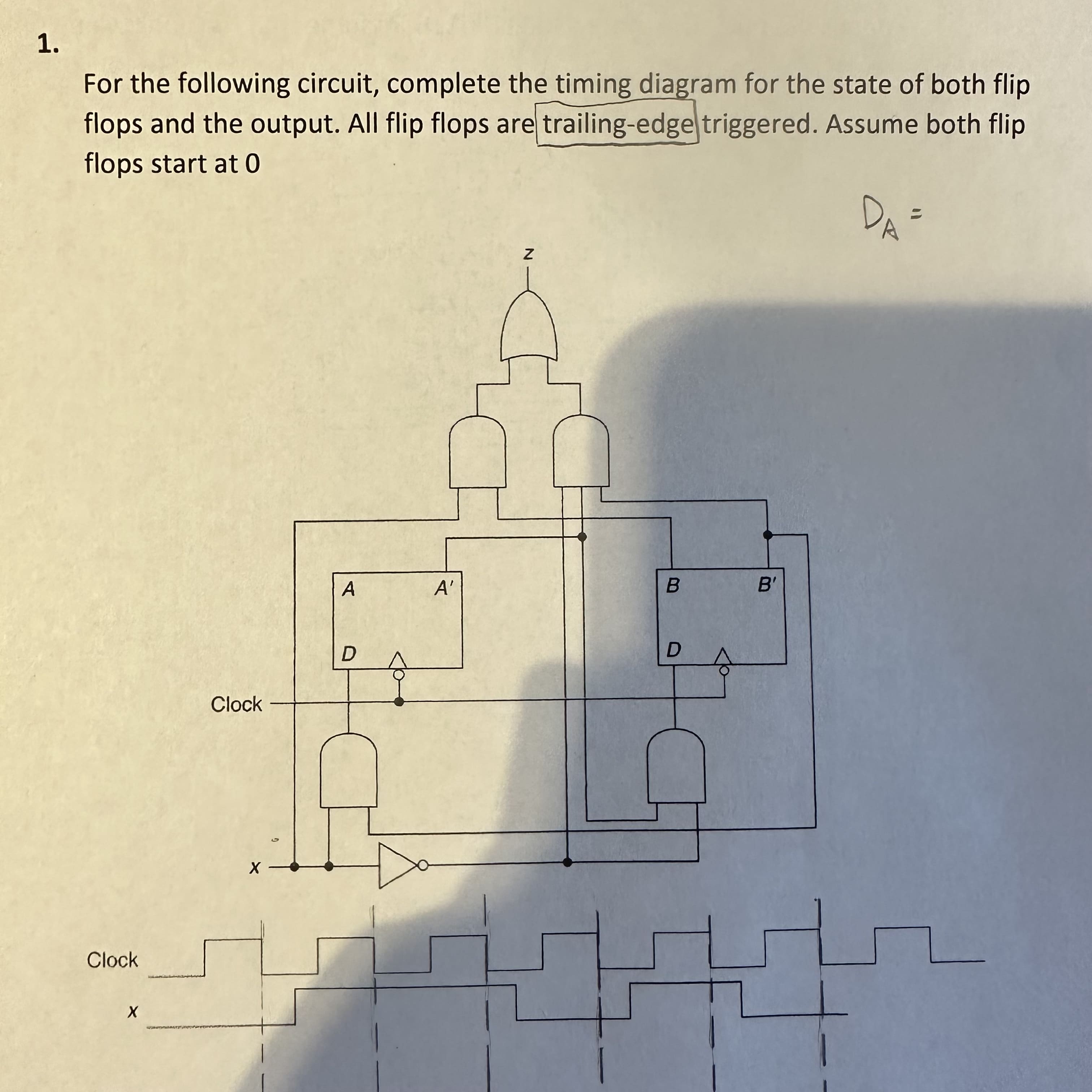 Solved For the following circuit, complete the timing | Chegg.com