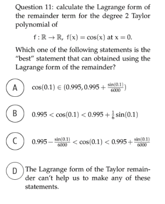 Solved Question 11: calculate the Lagrange form of the | Chegg.com