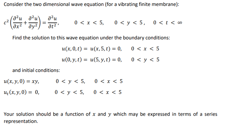 Solved Consider the two dimensional wave equation (for a | Chegg.com