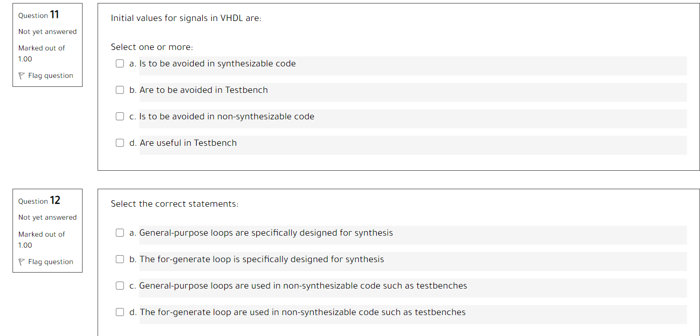 Solved Question 11 Initial values for signals in VHDL are: | Chegg.com Solved Question 11 Initial values for signals in VHDL are: | Chegg.com
