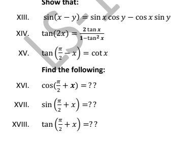 Solved Show that:1. ,sin(x-y)=sinxcosy-cosxsiny | Chegg.com