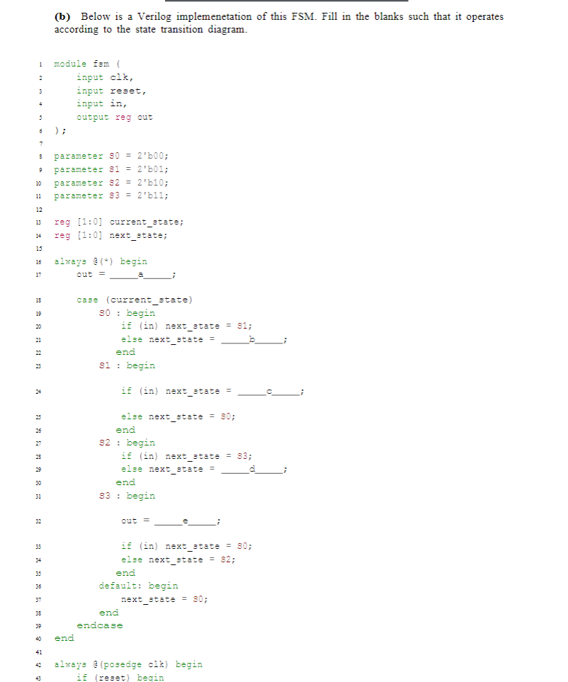 Solved (a) Consider the following state transition diagram | Chegg.com