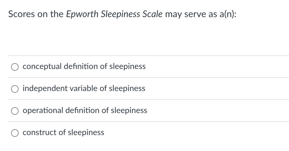 Solved Scores on the Epworth Sleepiness Scale may serve as | Chegg.com
