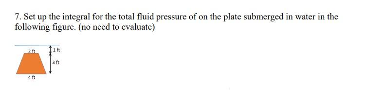 Solved 7. Set up the integral for the total fluid pressure | Chegg.com