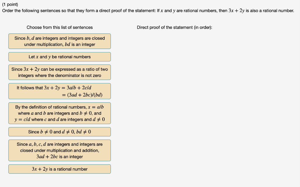 Solved (1 point) Complete the following direct proof of the | Chegg.com