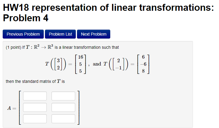 Solved Hw18 Representation Of Linear Transformations