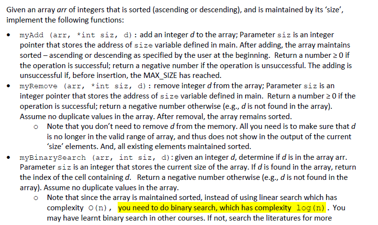 Solved Given an array arr of integers that is sorted | Chegg.com