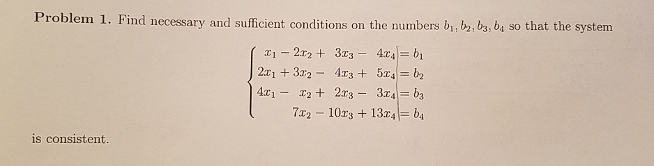Solved Problem 1. Find necessary and sufficient conditions | Chegg.com