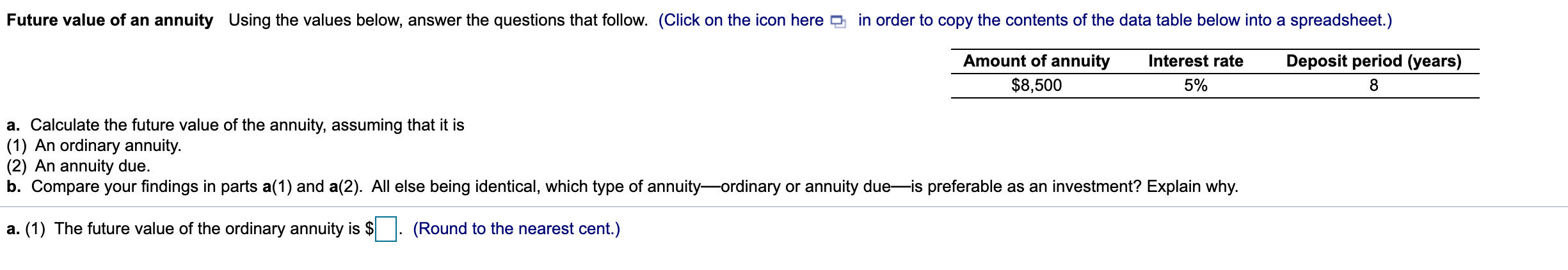 Solved Future value of an annuity Using the values below, | Chegg.com