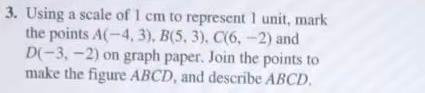 Solved 3. Using a scale of 1 cm to represent 1 unit, mark | Chegg.com