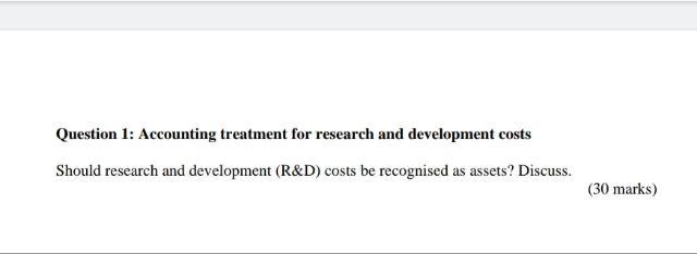 Solved Question 1: Accounting treatment for research and | Chegg.com
